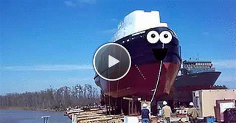ship dropping into the water | Gifs