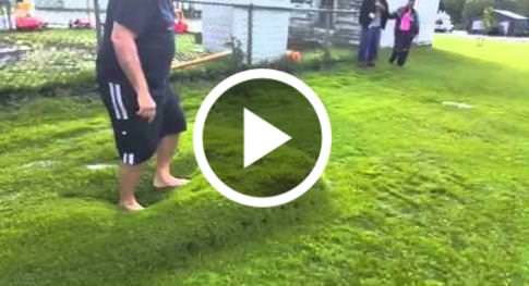 Popping A Giant Water Lawn Bubble